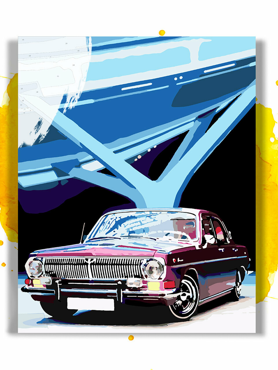 Картина по номерам на холсте Волга на заправке, 40 х 50 см