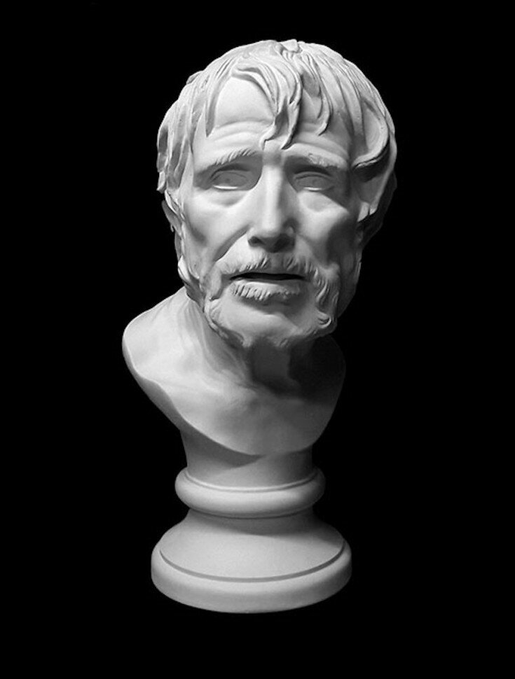 Гипс. Бюст Сенеки, h=47 см, Экорше, артикул 10-156