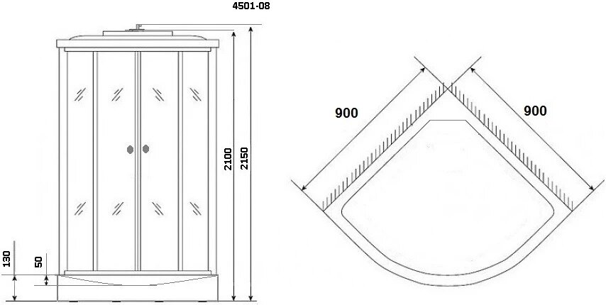 Душевая кабина Niagara Eco NG-4501-14, четверть круга, черная, 90х90 см