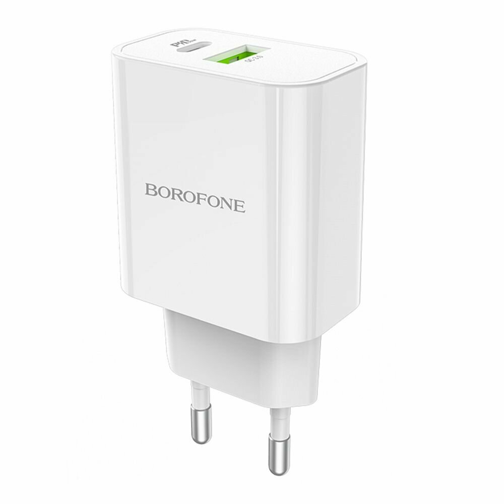 СЗУ BOROFONE BA55A Crown Speed 1xUSB QC3.0, 3A, 1хUSB-C PD, 20W (белый)