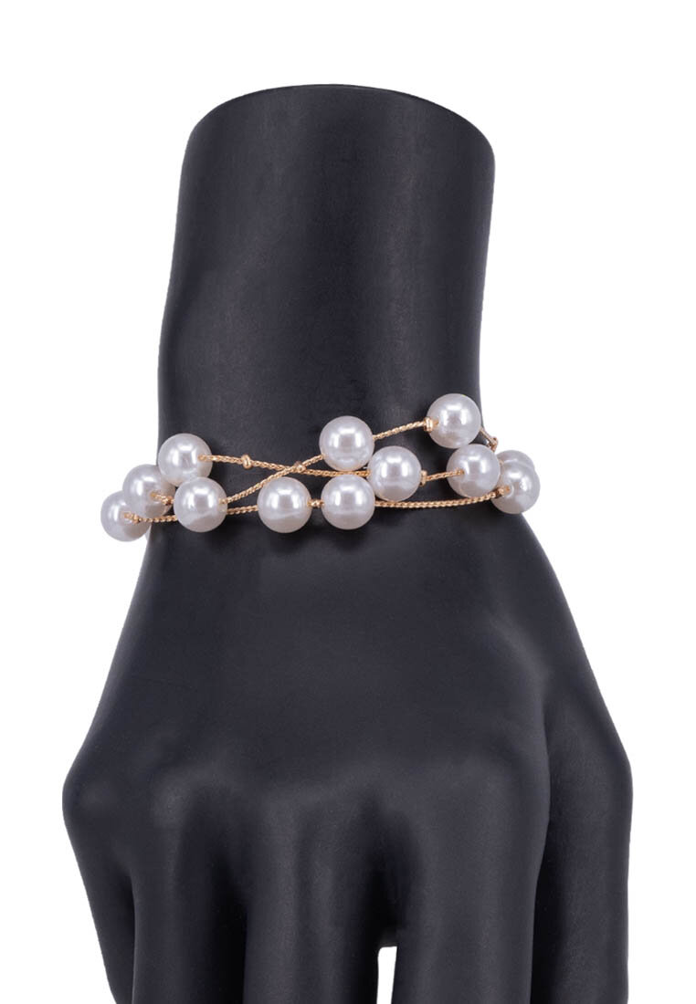 Жесткий браслет, жемчуг имитация