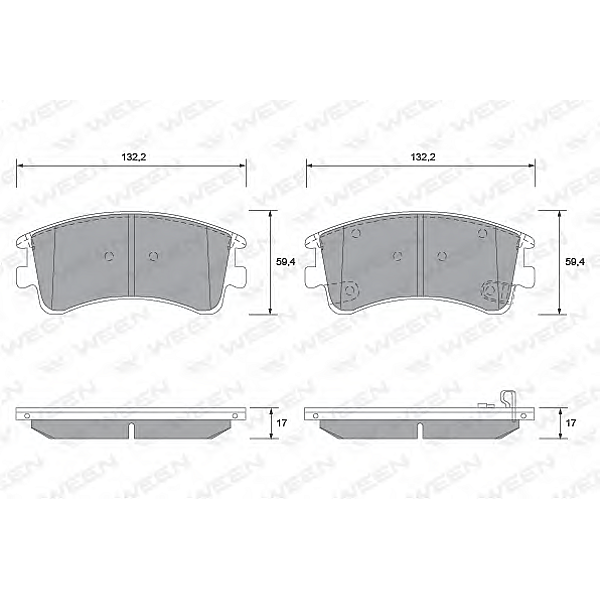 WEEN 151-2280 (G2YS3328Z / GJYE3323ZB / GJYE3323ZC) тормозные колодки дисковые передние Mazda (Мазда) 6 (gg gy)