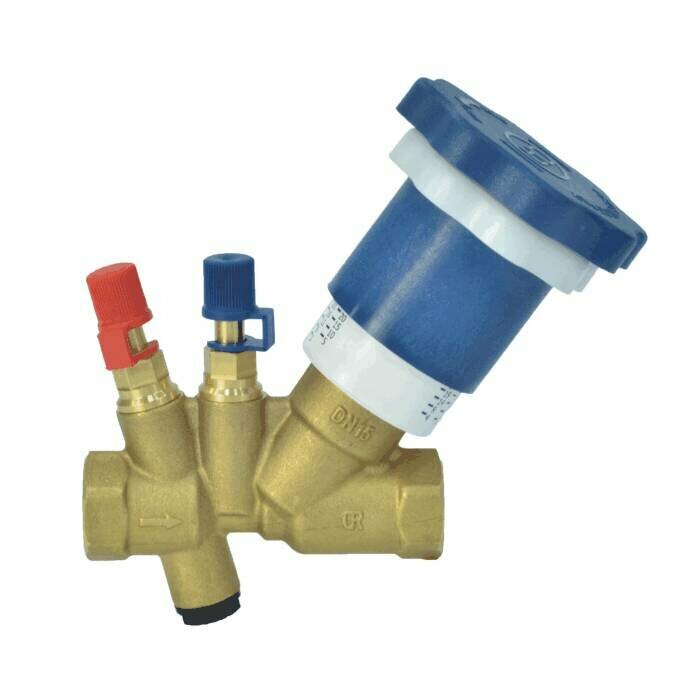 Клапан балансировочный ручной латунь Ду 15 G1/2" Ру25 Тмакс=110 оС ВР Kvs=2.5м3/ч с измерительными ниппелями OR 0621.015