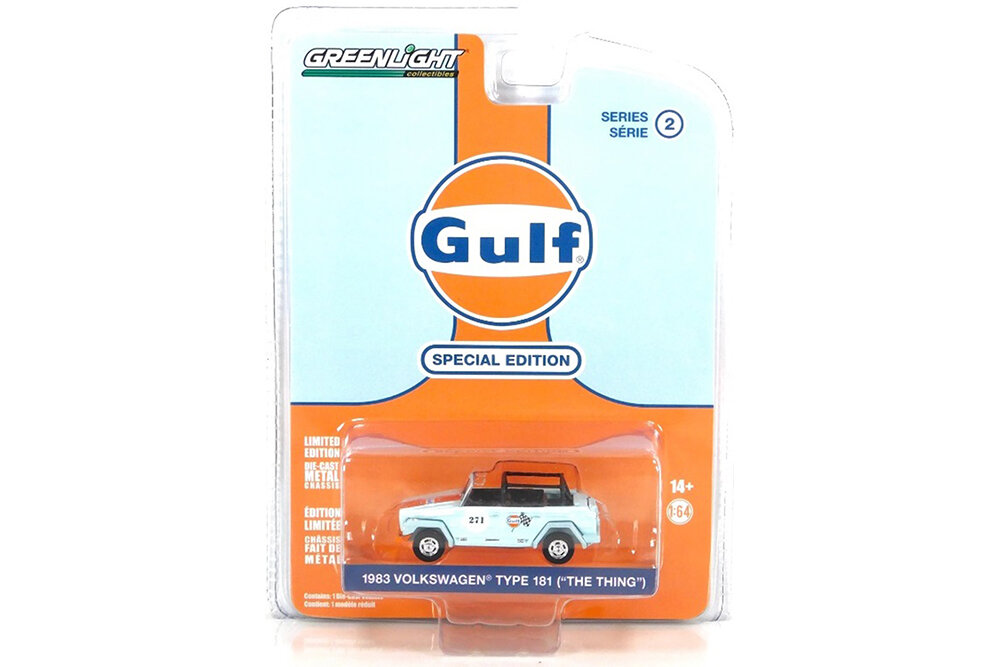 Модель коллекционная GREENLIGHT Vw volkswagen thing (type 181) #271 "gulf oil" 1983 (длина модели 6-10 см)