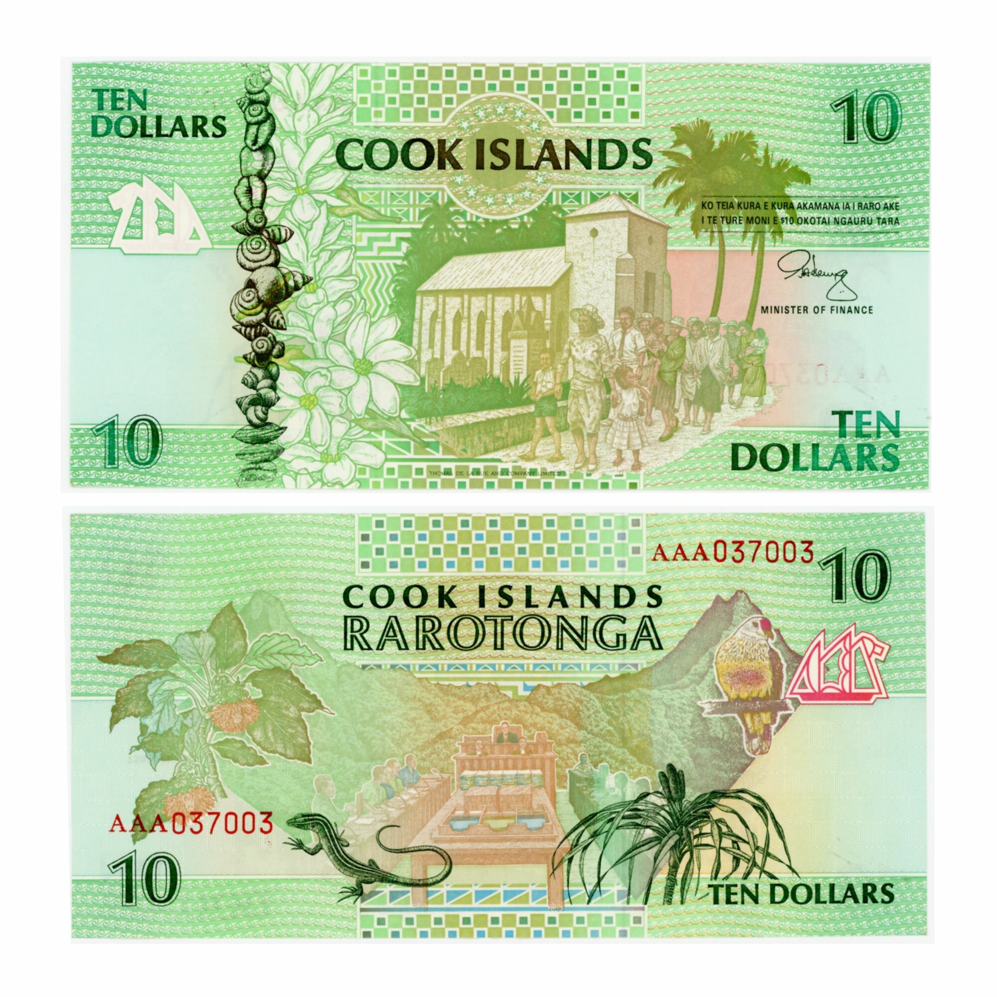 Банкнота Острова Кука 10 долларов 1992 год Uncirculated (UNC) Pick 8