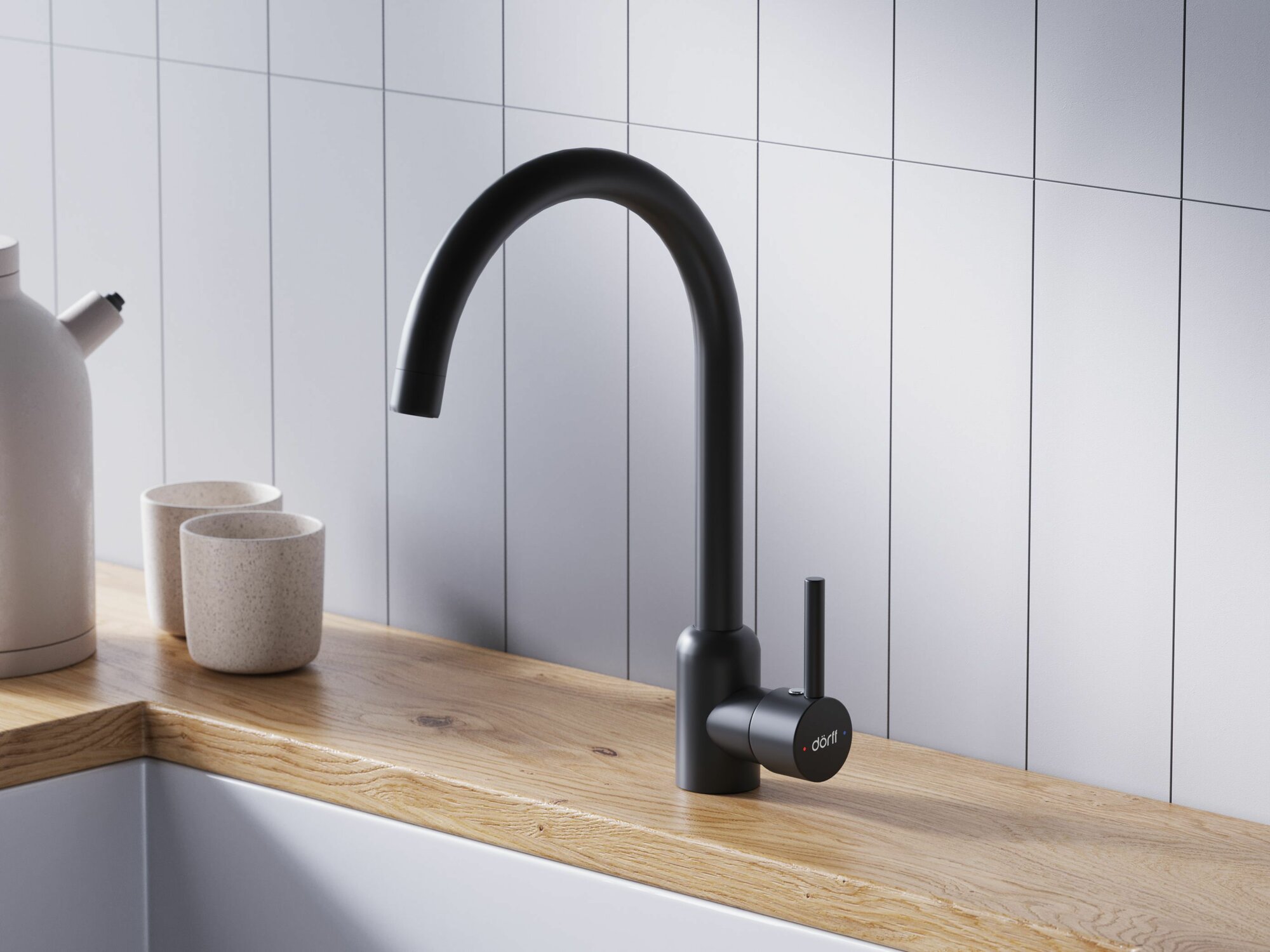 Смеситель для кухни Dorff Logic D3007022 поворотный излив, черный