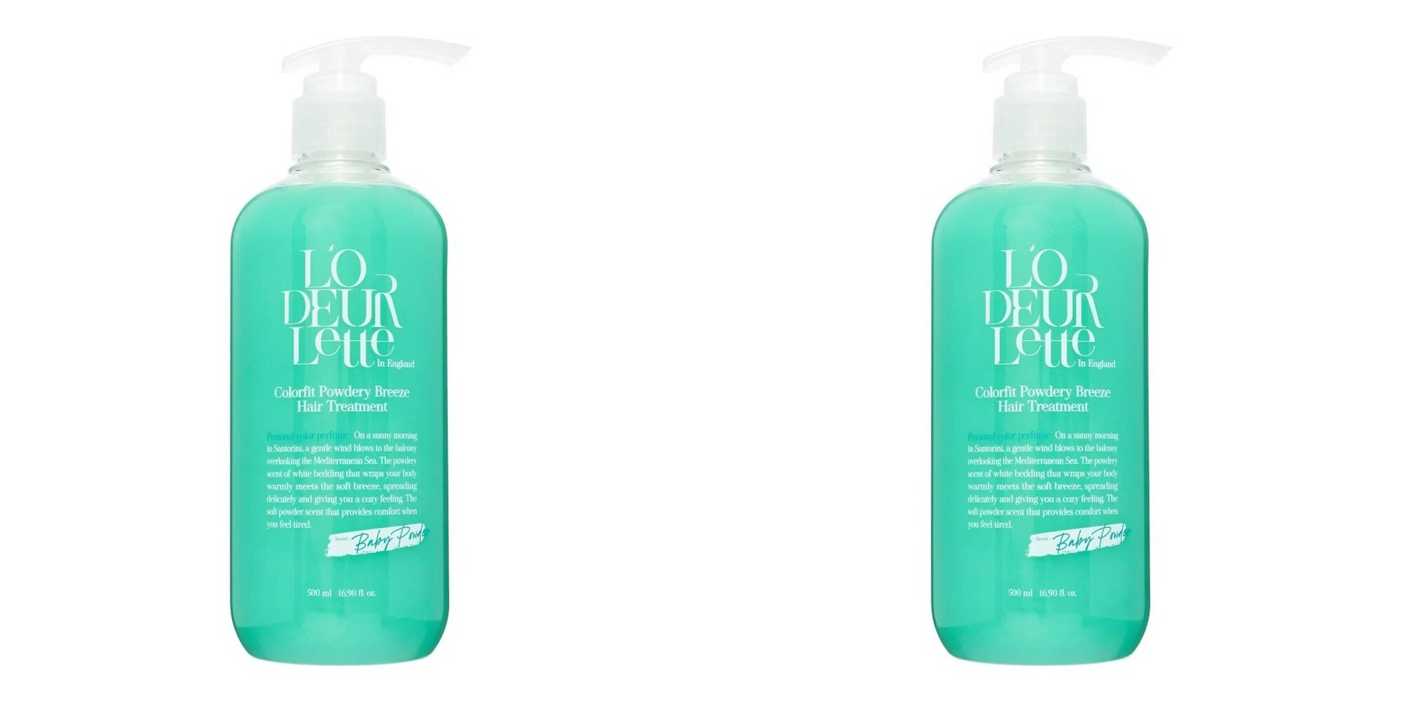 Парфюмированная маска для волос Lodeurlette c ароматом бергамота, In England Colorfit Powdery Breez Hair Treatment, 500 мл, 2 шт
