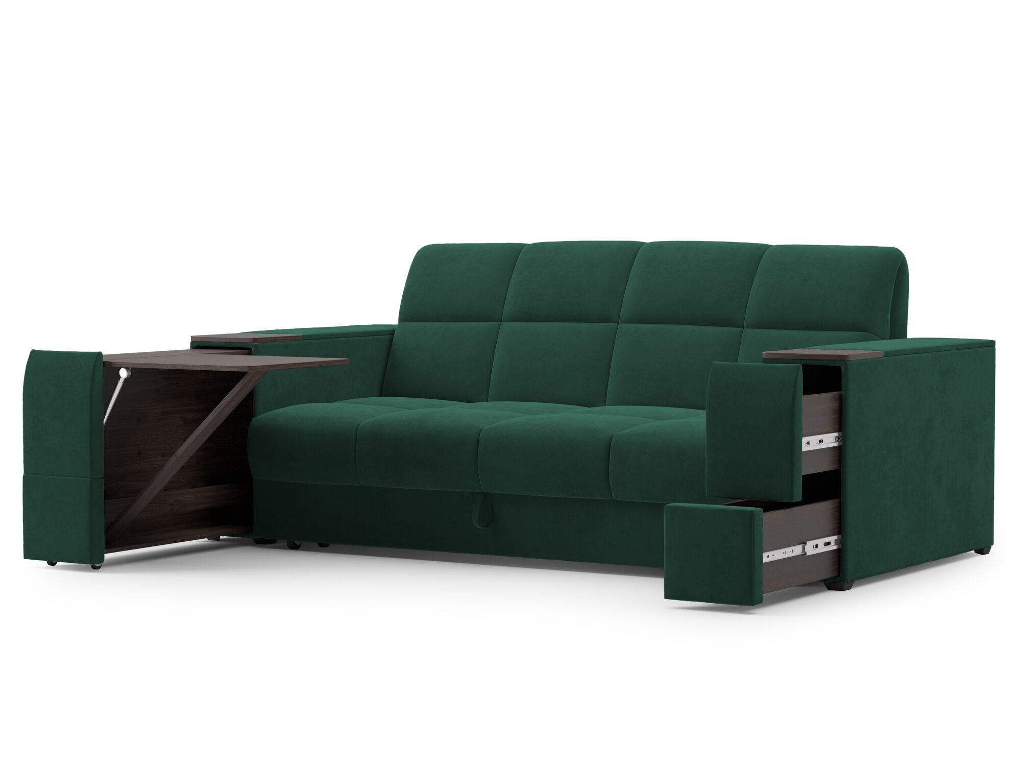 Диван-кровать Флай, аккордеон, ортопедическое основание, подлокотники столик+ящики, 120*200, съемный чехол, велюр.