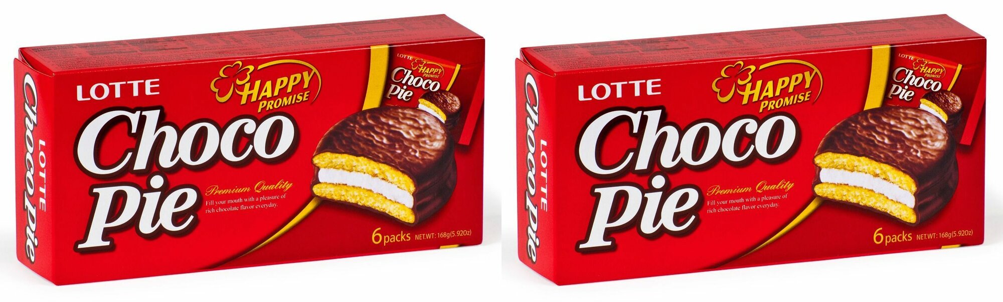 Choco Pie Печенье Lotte, классическое, 6 шт, 168 г, 2 упаковки