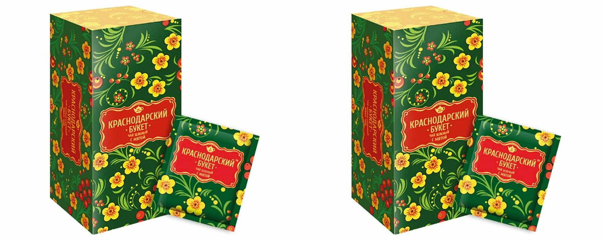Краснодарский букет Чай Зеленый с Мятой,25 пак - 2 штуки