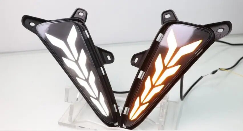 Для Toyota C-HR ЧР 2016 2017 желтый указатель поворота Стиль реле Водонепроницаемый, АБС-пластик, автомобильный DRL Светодиодный дневной светильник Дневной светильник противотуманная фара White and yellow, Type D