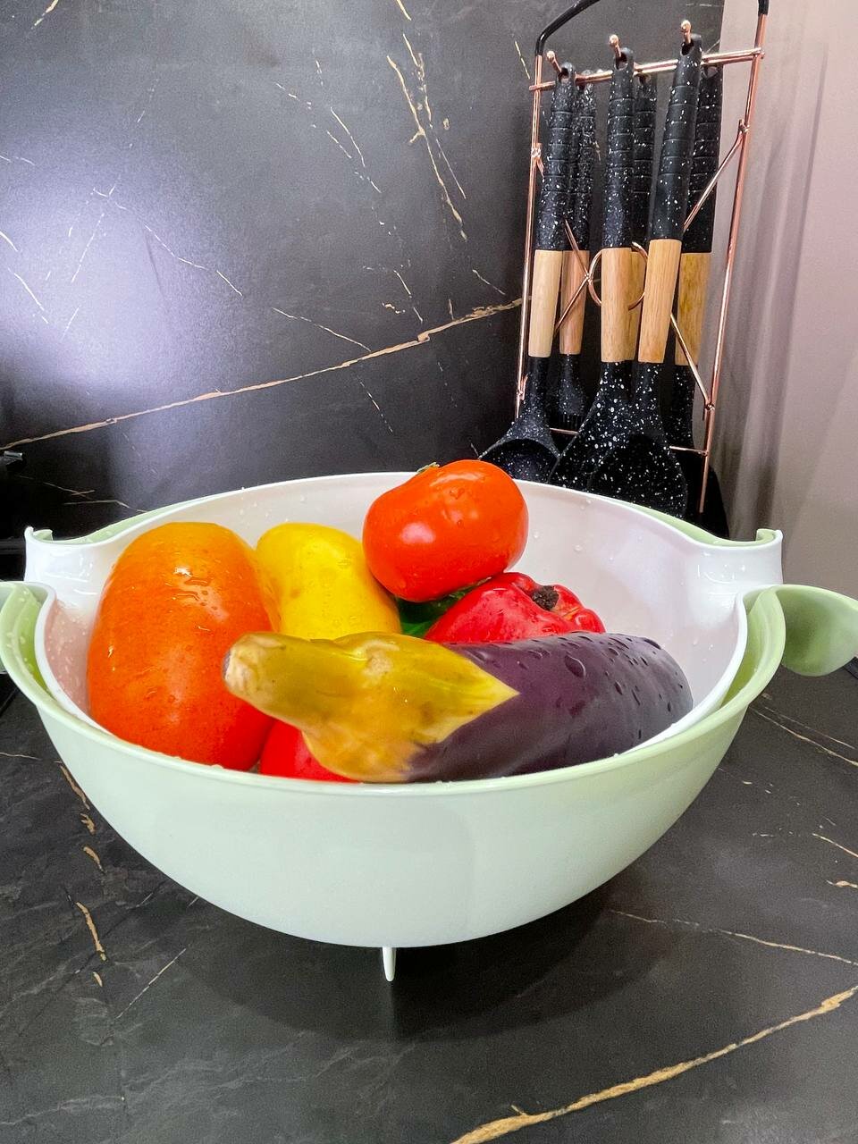 Друшлаг для слива фруктов "Зеленый"