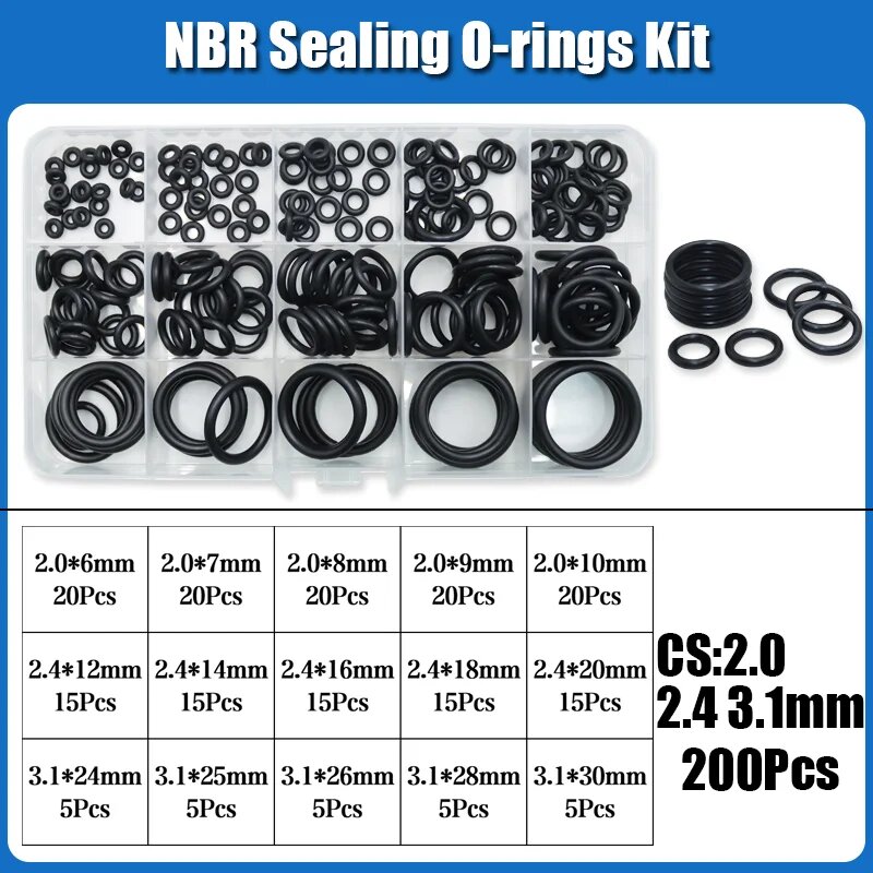 Комплект уплотнительных колец NBR, 200шт, O Ring