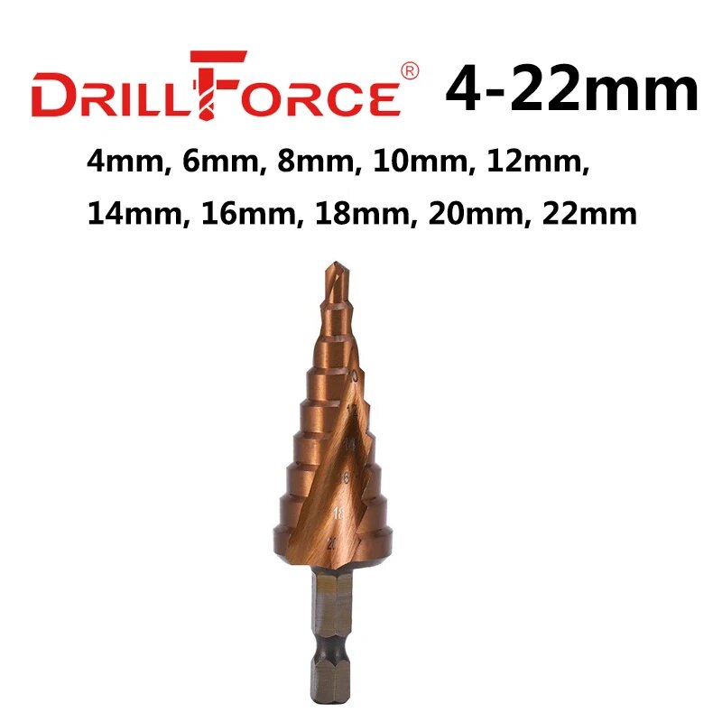Ступенчатое сверло Drill Force 4-22 мм (10 ступеней)