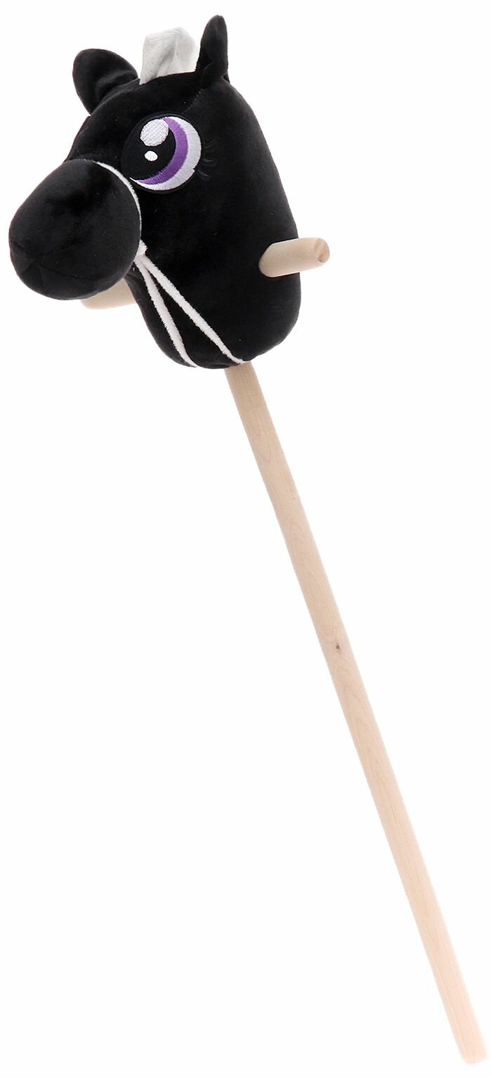 Мягкая игрушка "Конь-скакун" для детей, игрушечная лошадка на палке для активных игр дома и на улице, микс, цвет чёрный