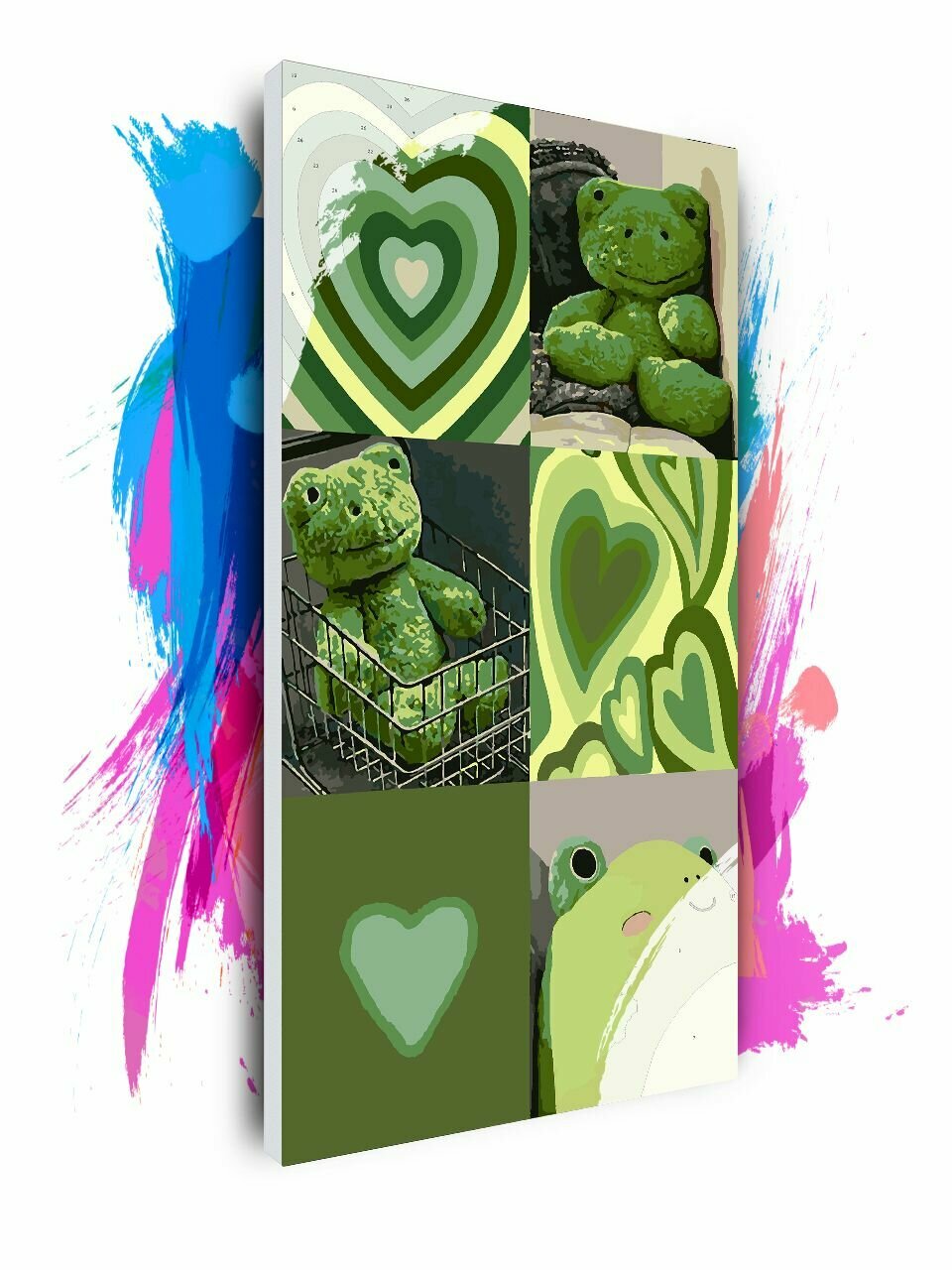 Картина по номерам на холсте Лягушки коллаж, 30 х 60 см