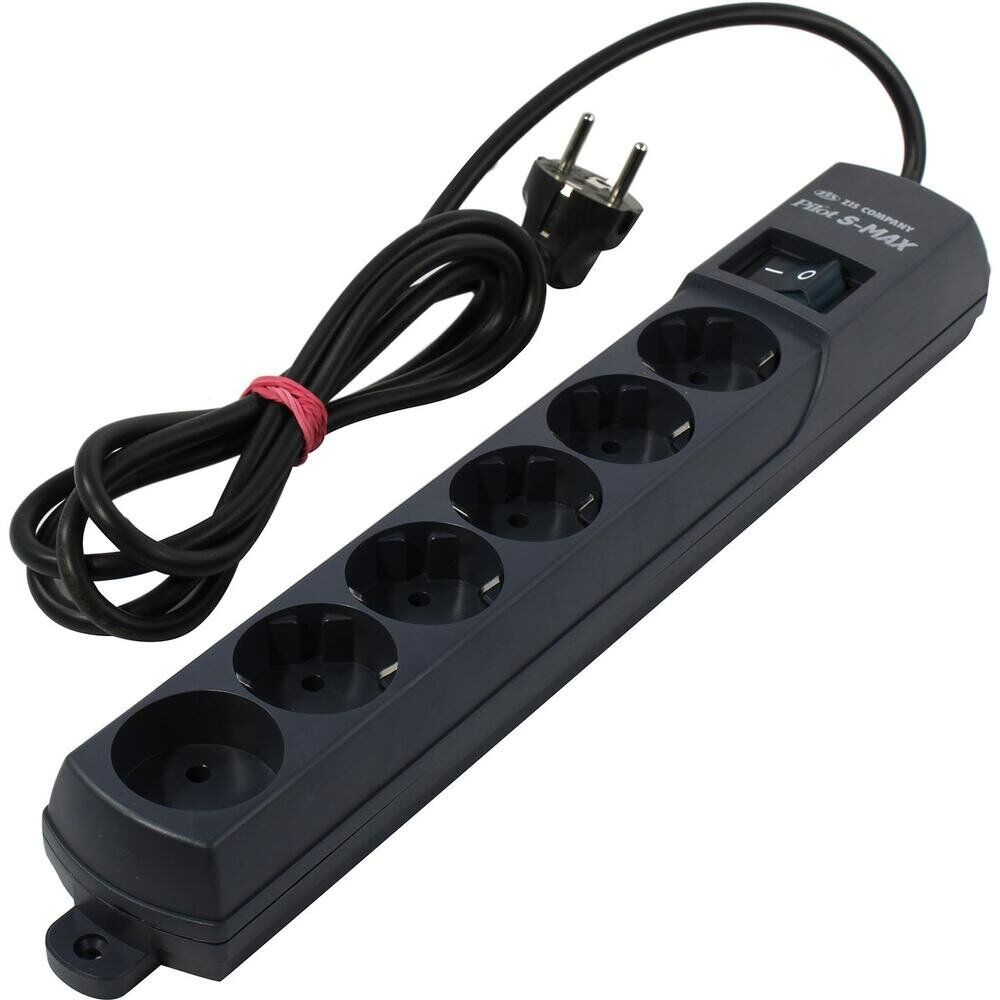Сетевой фильтр Pilot "S-MAX", 6 розеток, длина шнура 1,8 м, черный