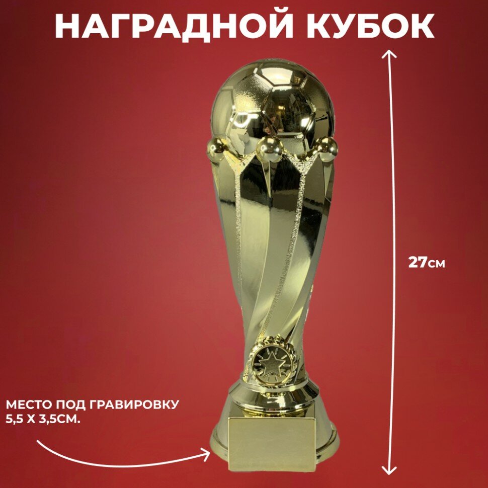 Наградной спортивный кубок на пластиковом постаменте (27 см)