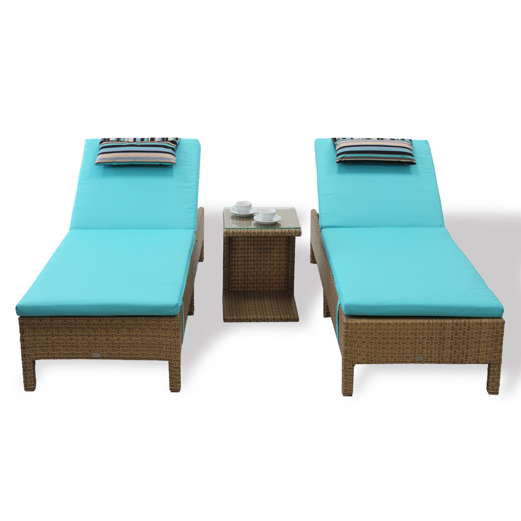 Комплект шезлонгов Malacca с приставным столом Броутон голубой