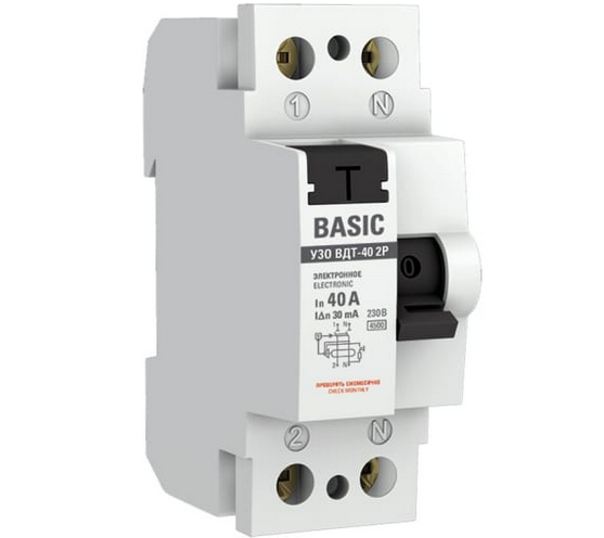 Устройство защитного отключения УЗО ВДТ-40 2P 40А/ 30мА (электронное) Basic