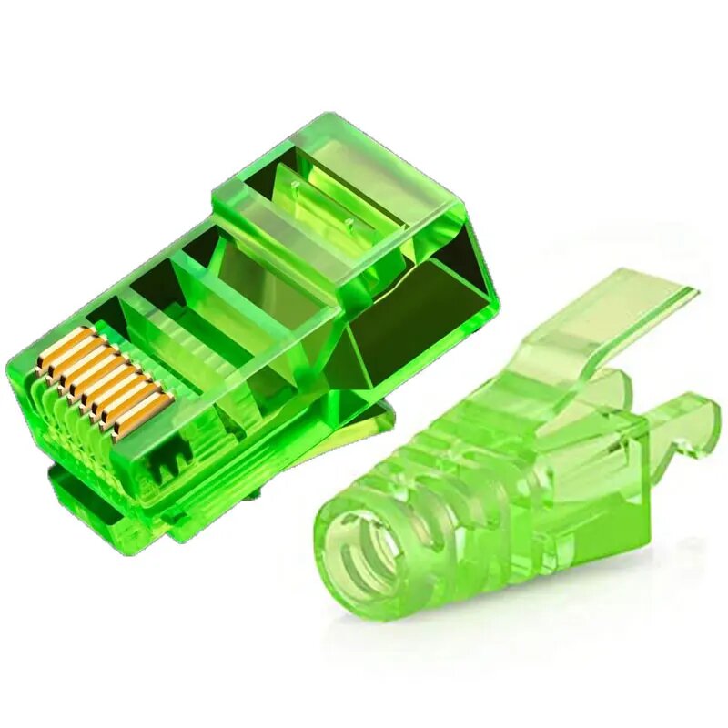 ZoeRax RJ45 Cat6 проходные разъемы и ботинки для снятия напряжения, набор 50 шт, разные цвета Green