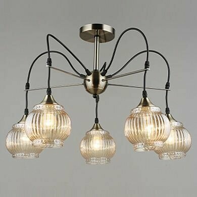 Люстра 5 рожковая C1675/5 AB+BK бронза/черный 5х40W E27