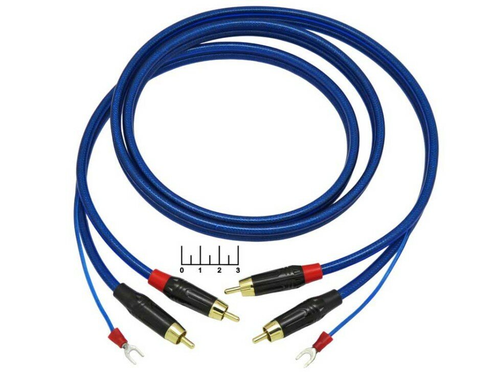 Шнур 2RCA-2RCA 1.5м gold с заземлением