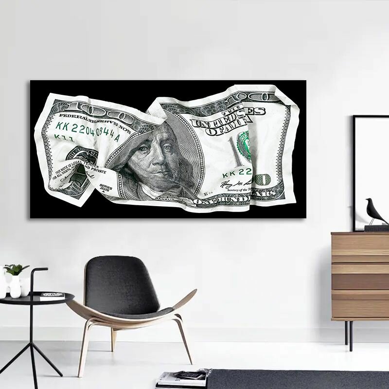 Картина ВсеКартины. Тут "Деньги, Мотивация, Доллар", 40x80 см, на подрамнике, хлопок