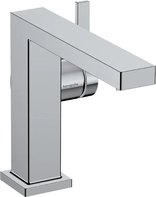 Смеситель для раковины Hansgrohe Tecturis E 110 Fine 73020000 хром, глянцевый, кран для ванной в раковину, из латуни, рычажный, с керамическим картриджем, с функцией экономии расхода, с донным клапано