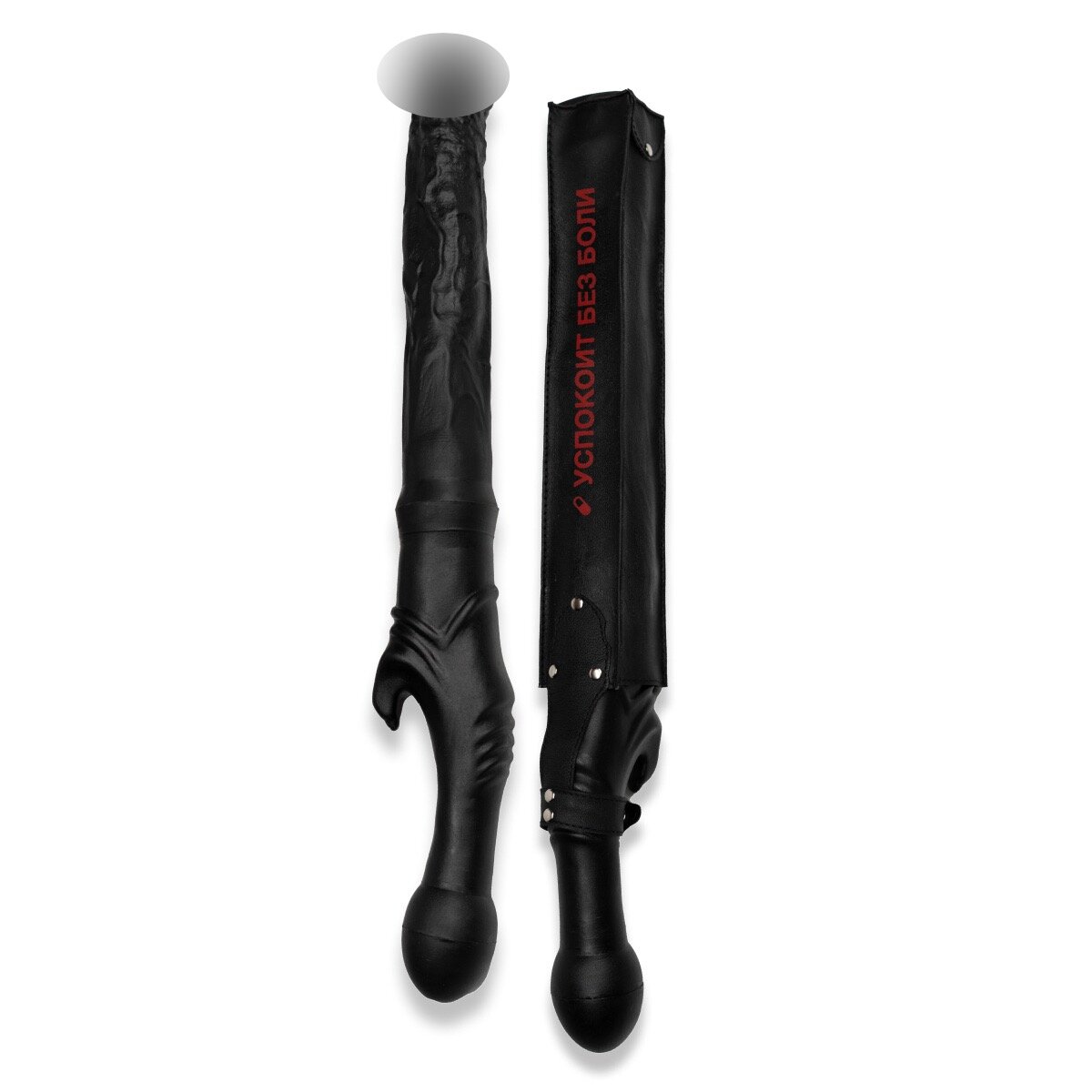 78829 Фаллоимитатор Вразумитель, чёрный. Реалистичный фаллос из эластичного ПВХ с рукояткой