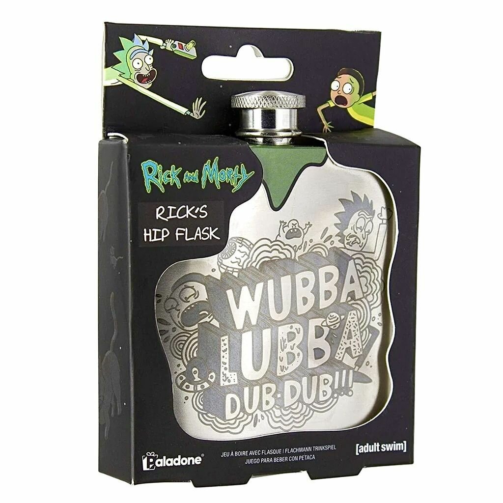 Rick and Morty - Металлическая фляжка Paladone Rick s Wubba Lubba Dub Dub из нержавеющей стали, 177 мл коллекционный аксессуар Рик и Морти