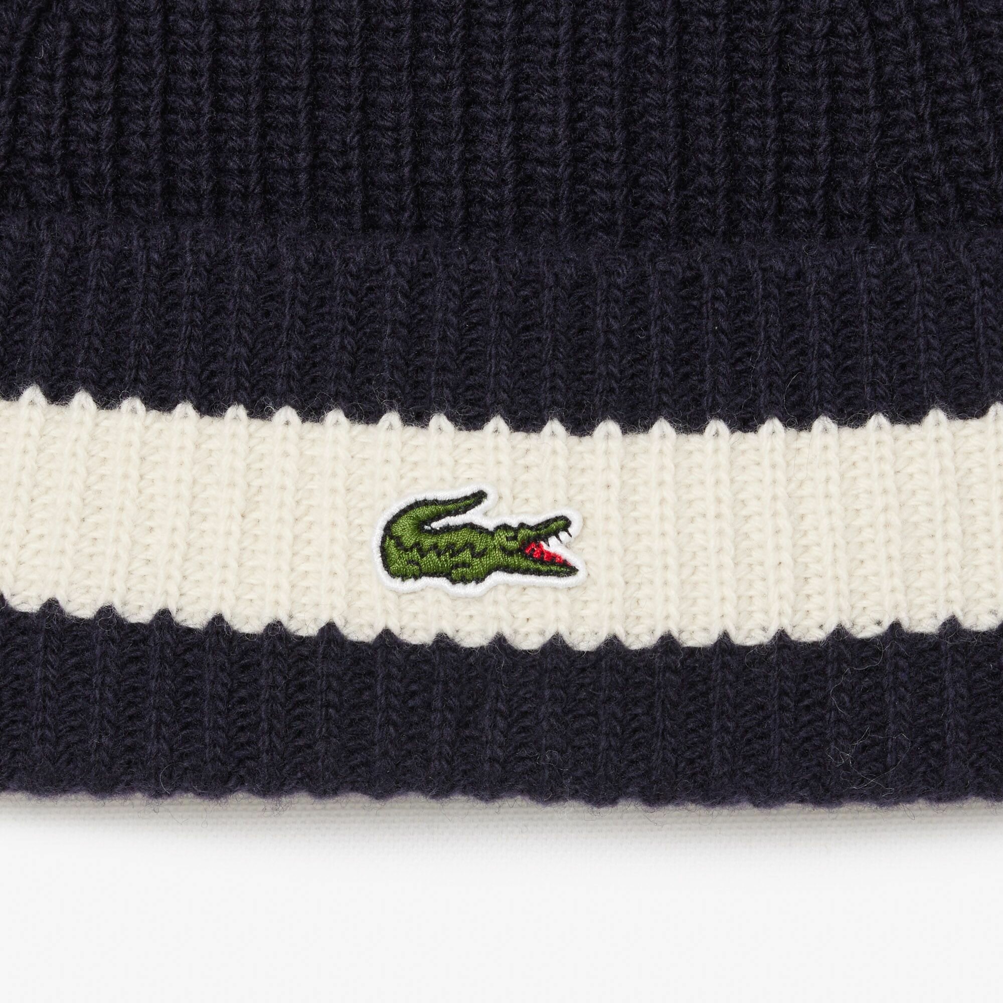 Шапка-бини LACOSTE для мужчин и женщин, размер TTU, бело-синий — фото 1