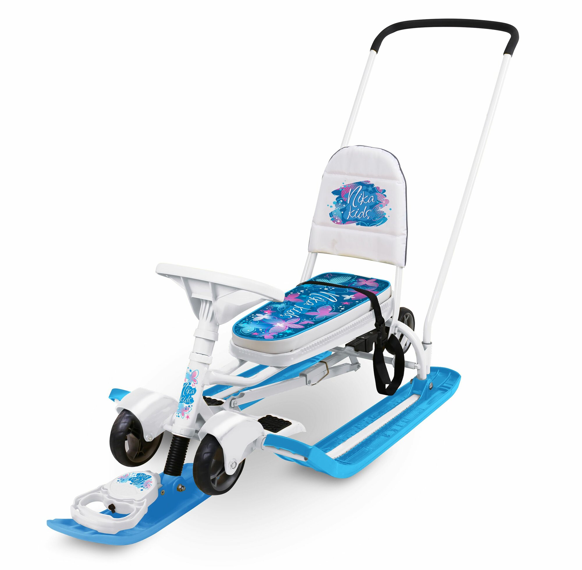Снегокат Nika Тимка Спорт 6, бабочки, на тёмном, выдвижные шасси, до 100 кг