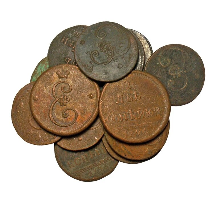 2 копейки 1796 года Екатерина II, медь 1 штука т/н сувенирная копия монеты, нумизматика, деньги для коллекции