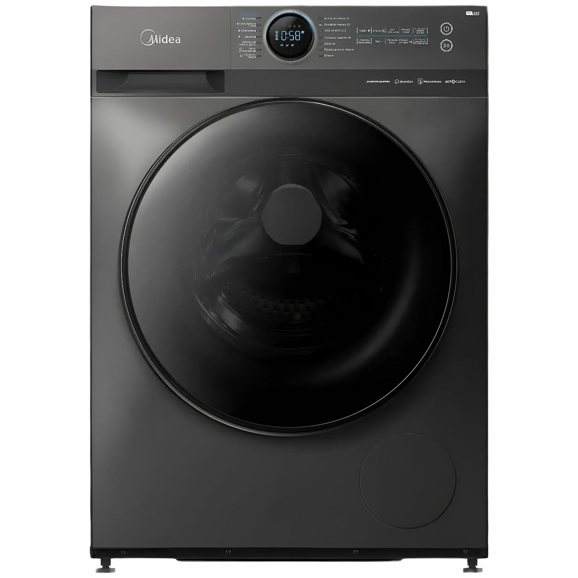 Стиральная машина Midea MF200W90WBS/S-RU, с фронтальной загрузкой, с паром, 9кг, 1400об/мин, инверторная