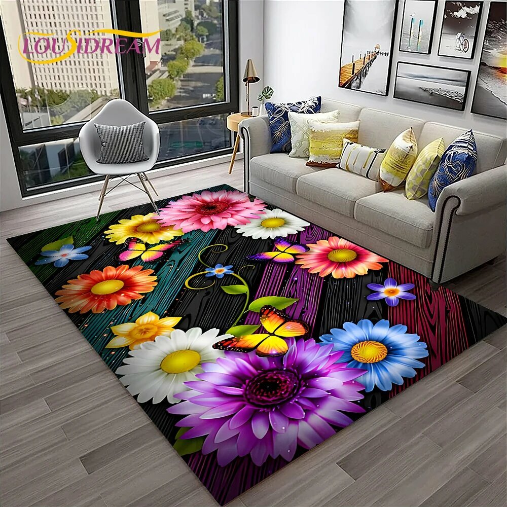 LOUSIDREAM Ковер с цветами и бабочками 70x100cm, Цвет: 27