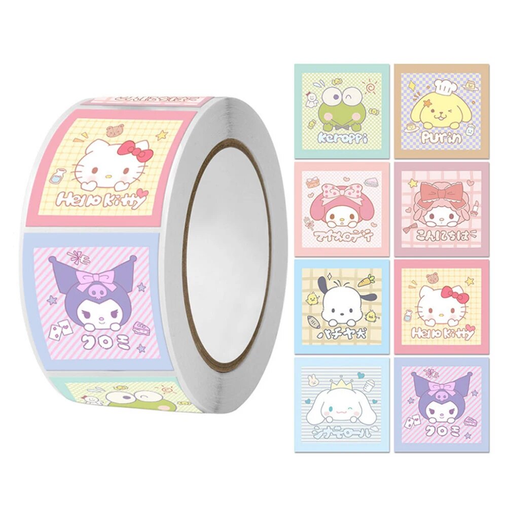 Набор наклеек MINISO Kuromi Pochacco My Melody Розовый, 500PCS