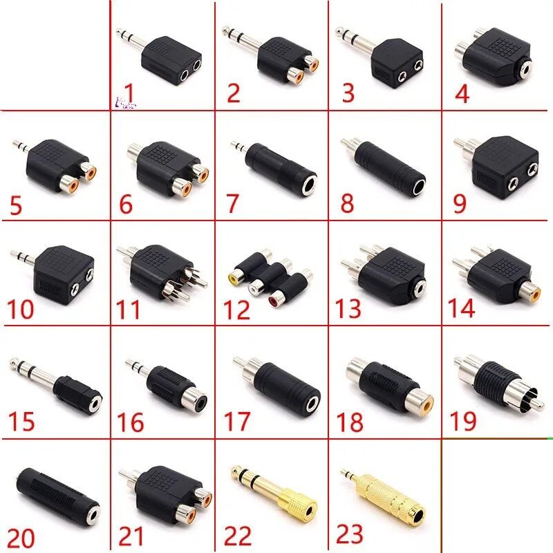 Адаптер 6.5 мм на 3.5 мм 2 RCA NinthQua, Pins NO.17