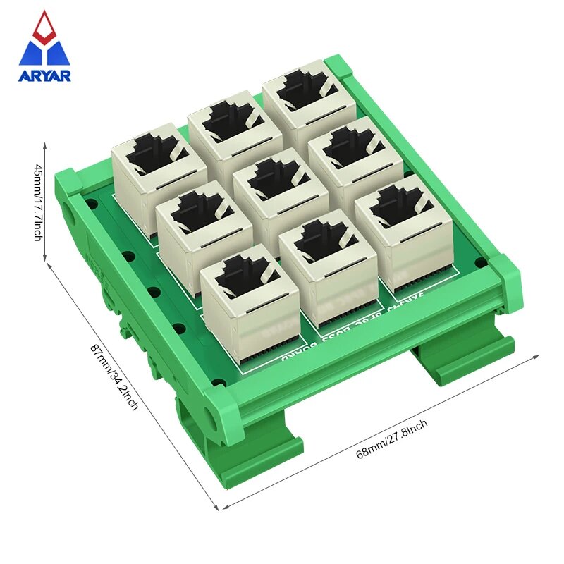 9-ходовой интерфейсный модуль сборной платы RJ45 8P8C с DIN-рейкой и монтажной панелью
