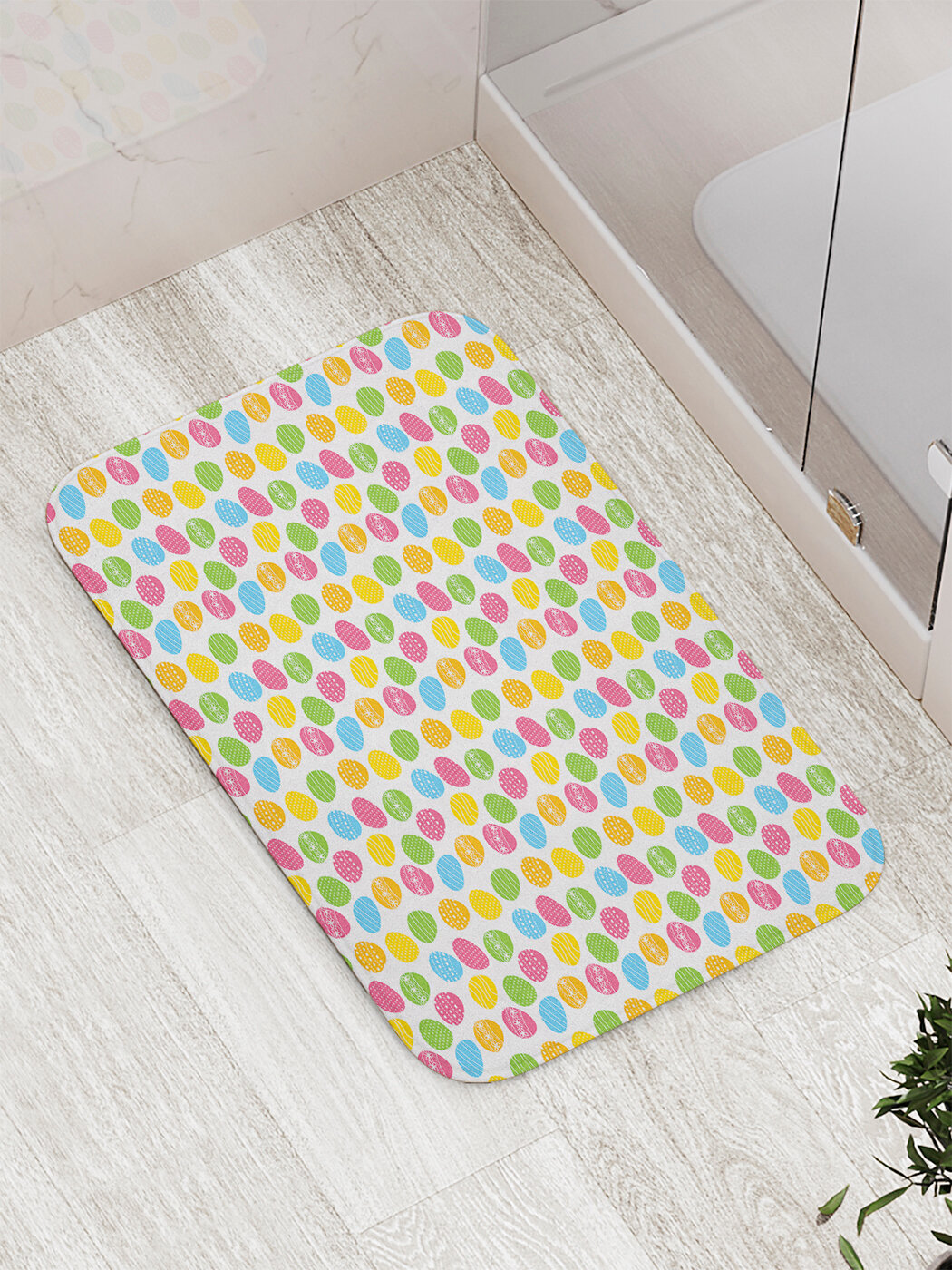 Коврик для ванной комнаты, туалета "Крашеные яйца" противоскользящий, 52х77 см, JoyArty