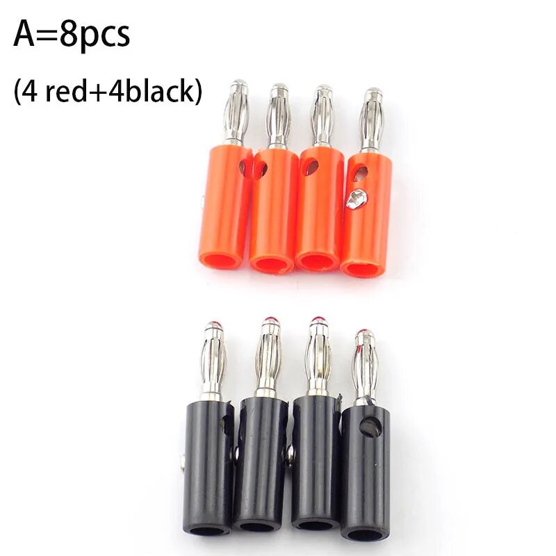 Банановые штекеры 8 шт (4 red+4 black)