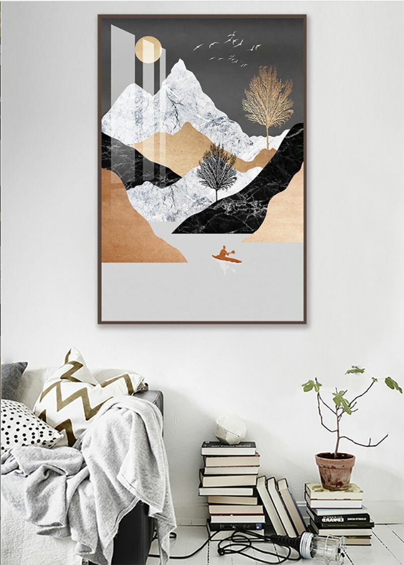 Интерьерная картина Лодка вдоль гор 40х60