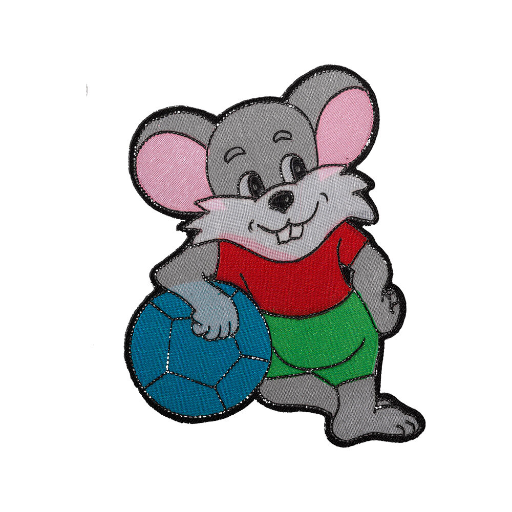 BLITZ термоаппликация 2-86 Мышка с мячиком, размер 9.5×7 см, детский дизайн