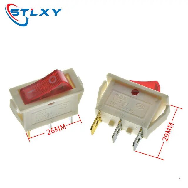 Переключатель KCD3 Stlxy белый с красным LED