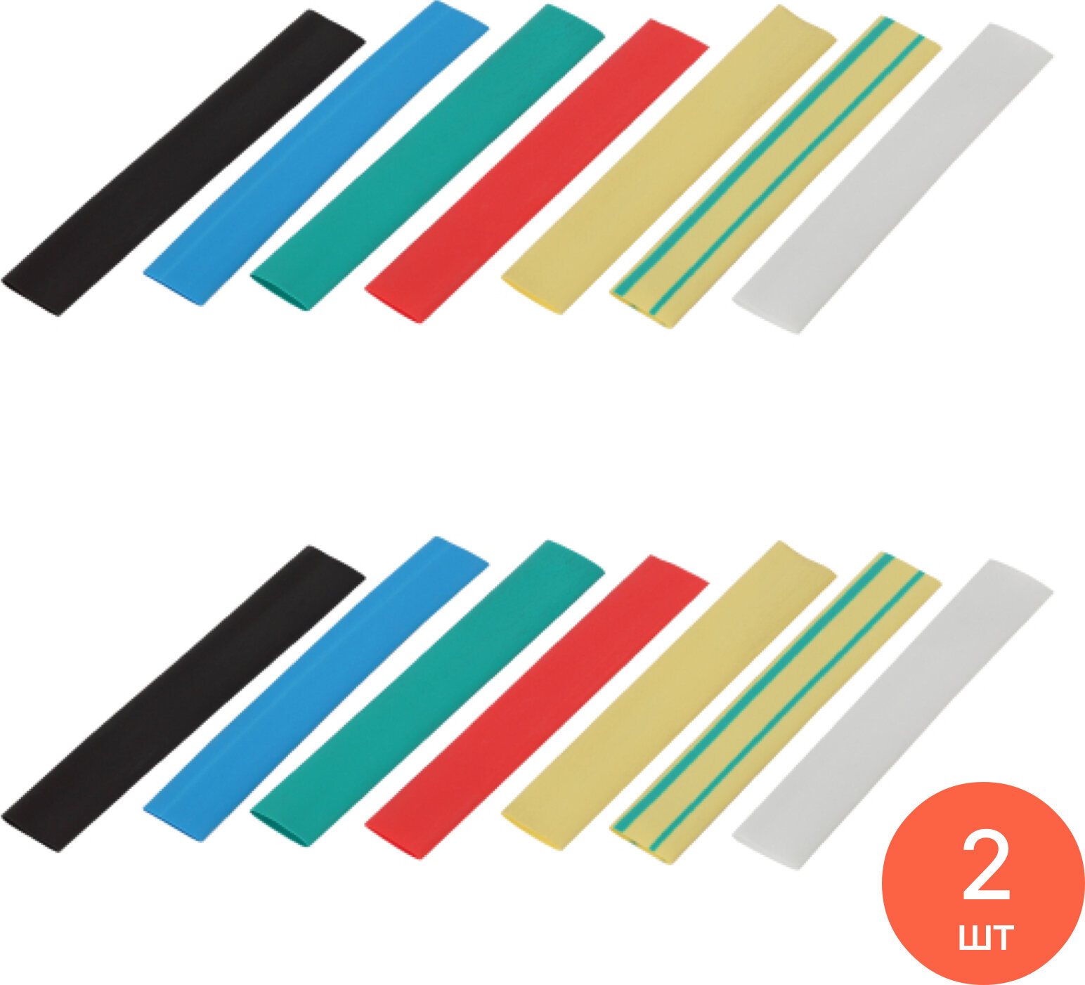 Термоусадочная трубка ЭРА ТУТнг без клеевого слоя 14/7 полиолефин длина 10см диаметр 14(7)мм, Б0038922, набор 7 цветов по 3шт. / термотрубка (комплект из 2 шт)