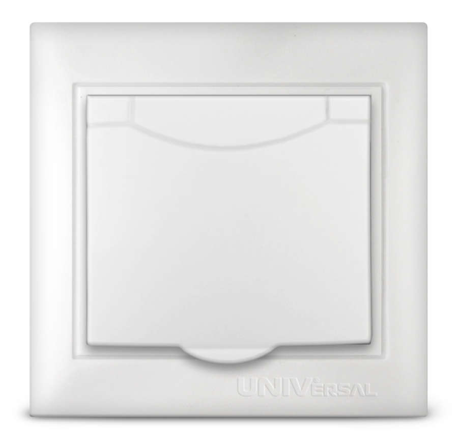 Розетка силовая штепсельная UNIVersal / Юниверсал Севиль, 16А 250В IP20, белый, с заземлением и крышкой, С0029
