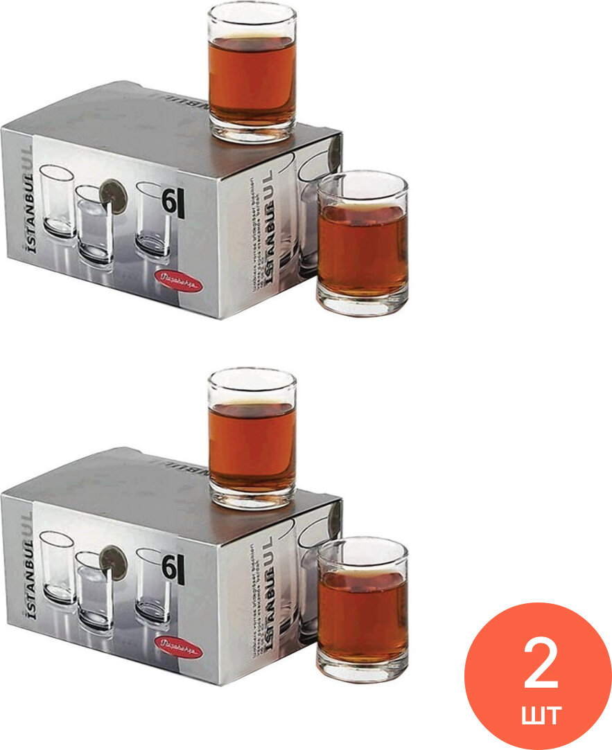 Набор стопок Pasabahce / Пашабахче Istanbul прозрачное стекло 60мл, в упаковке 6шт. / рюмки (комплект из 2 шт)
