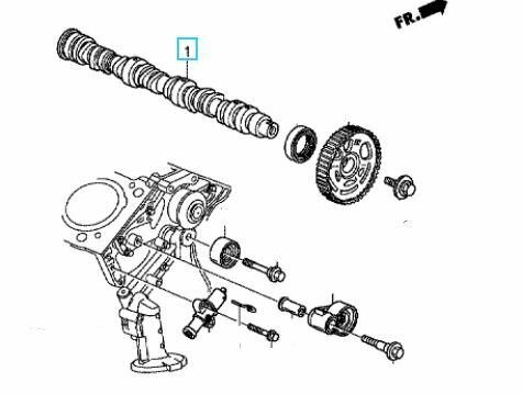 Распредвал передней ГБЦ для двигателя Honda Pilot III/Acura MDX 2016-2024 3.5 V6; Артикул Honda: 14100RLVA00 (Оригинал)