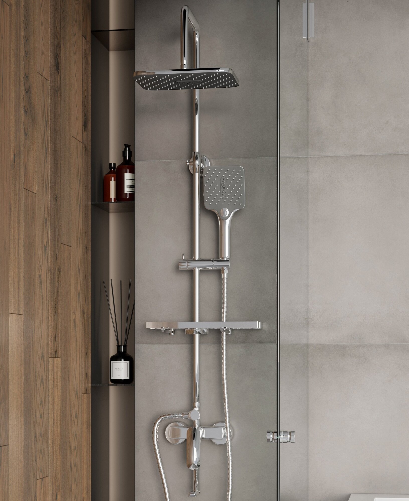 Душевая система ванны и душа VODA VST111 со смесителем, тропический душ