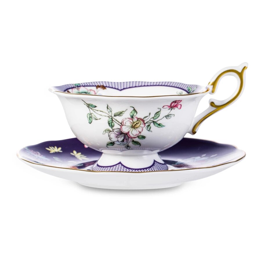 Чашка чайная с блюдцем Wedgwood Вандерласт Полуночный сад 140 мл, фарфор, п/к